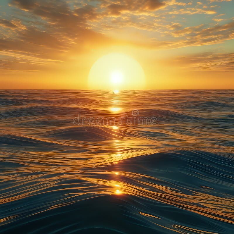 Sea of Endless Waves with the Sparkling Reflection of the Sun, Golden ...