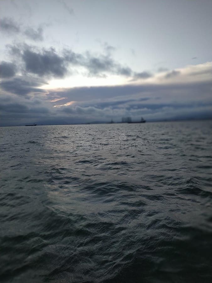 Sea Evening Time View Night Time Stock Image - Image of night, view ...