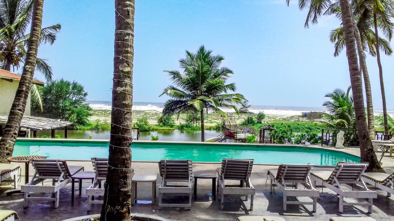 Sea Facing Resort with View of Swimming Pool at Goa Stock Image - Image ...