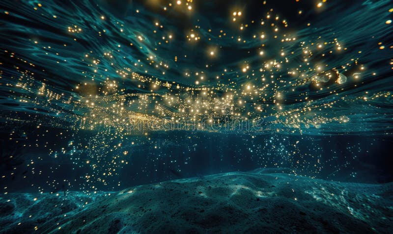 Sea Fireflies Shimmering in the Moonlit Waves Stock Photo - Image of ...
