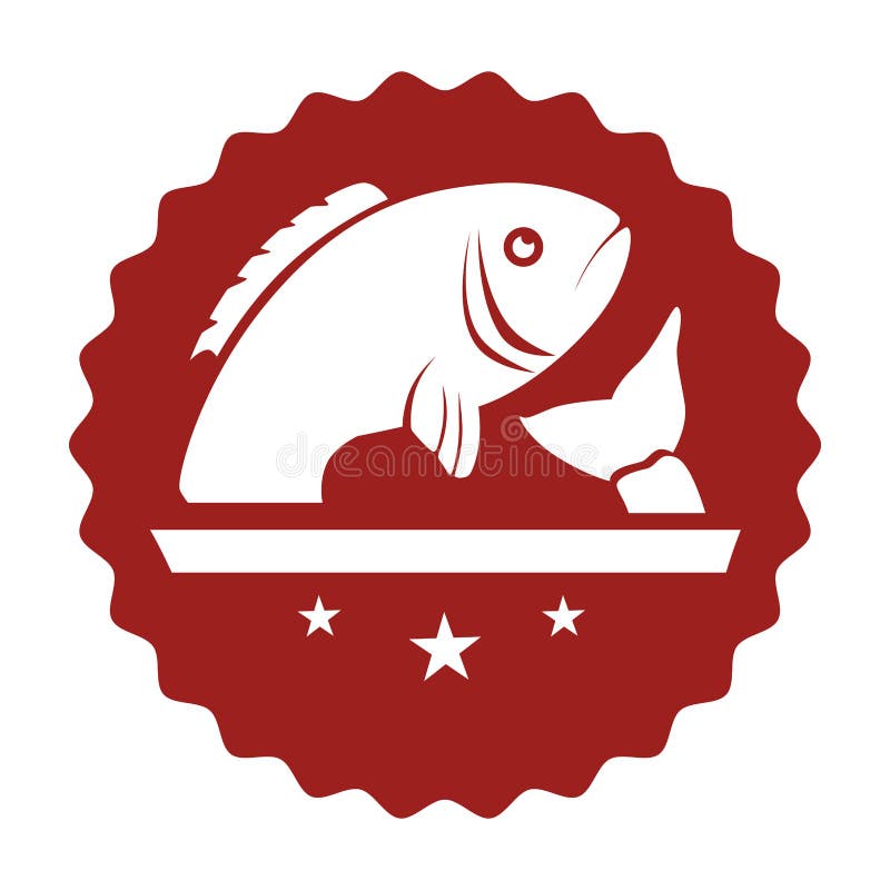 Sea fish emblem icon stock vector. Illustration of symbol - 85455074