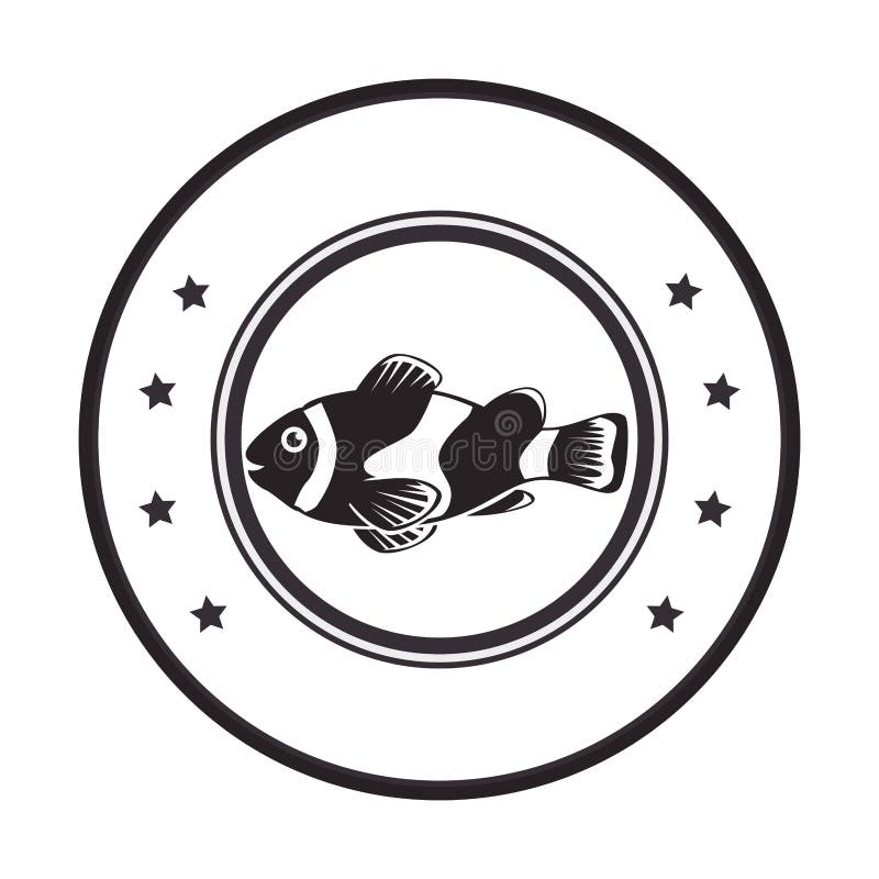 Sea fish emblem icon stock vector. Illustration of nature - 85455007