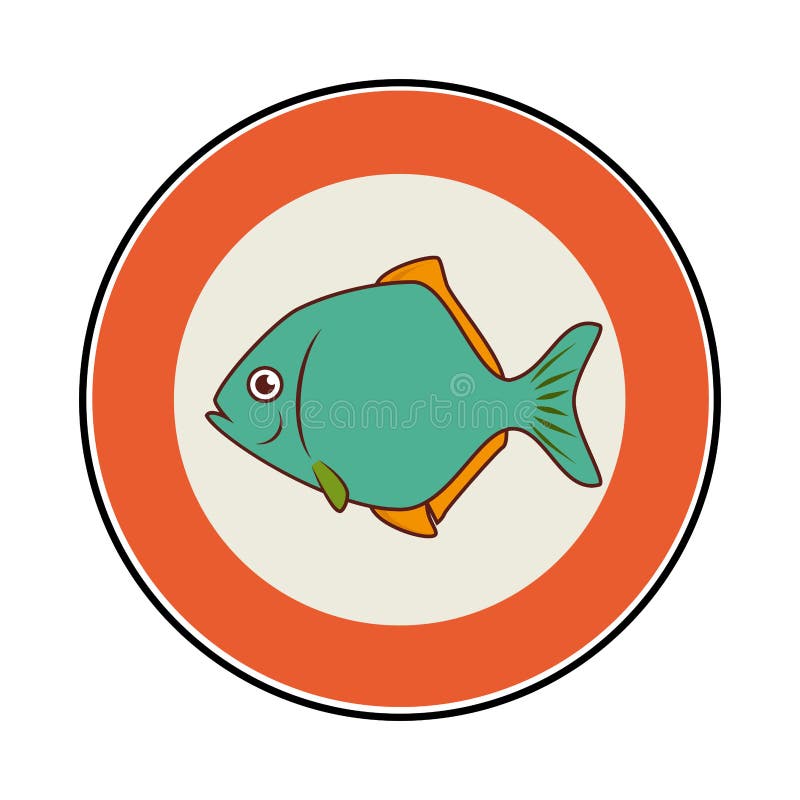 Sea fish emblem icon stock vector. Illustration of nature - 85455007