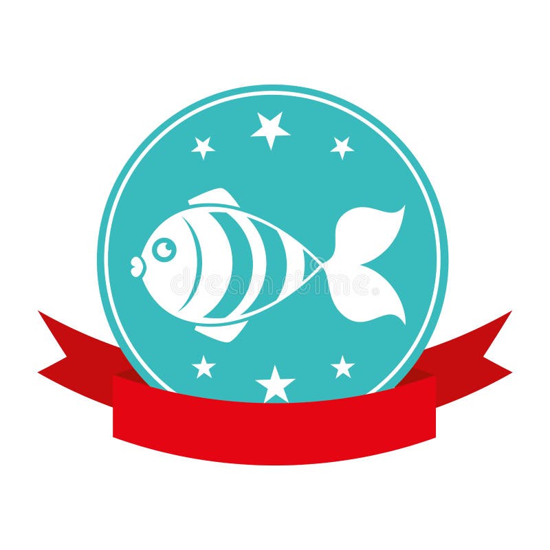 Sea fish emblem icon stock vector. Illustration of ocean - 86634565
