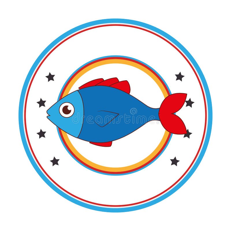 Sea fish emblem icon stock vector. Illustration of nature - 85455007