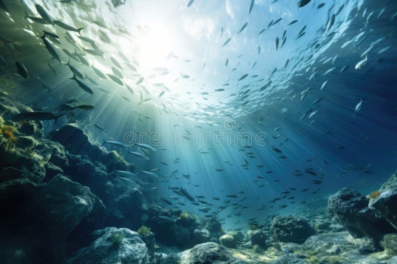 Sea Fish in Large Quantity Underwater in Tropical Sea. Stock ...