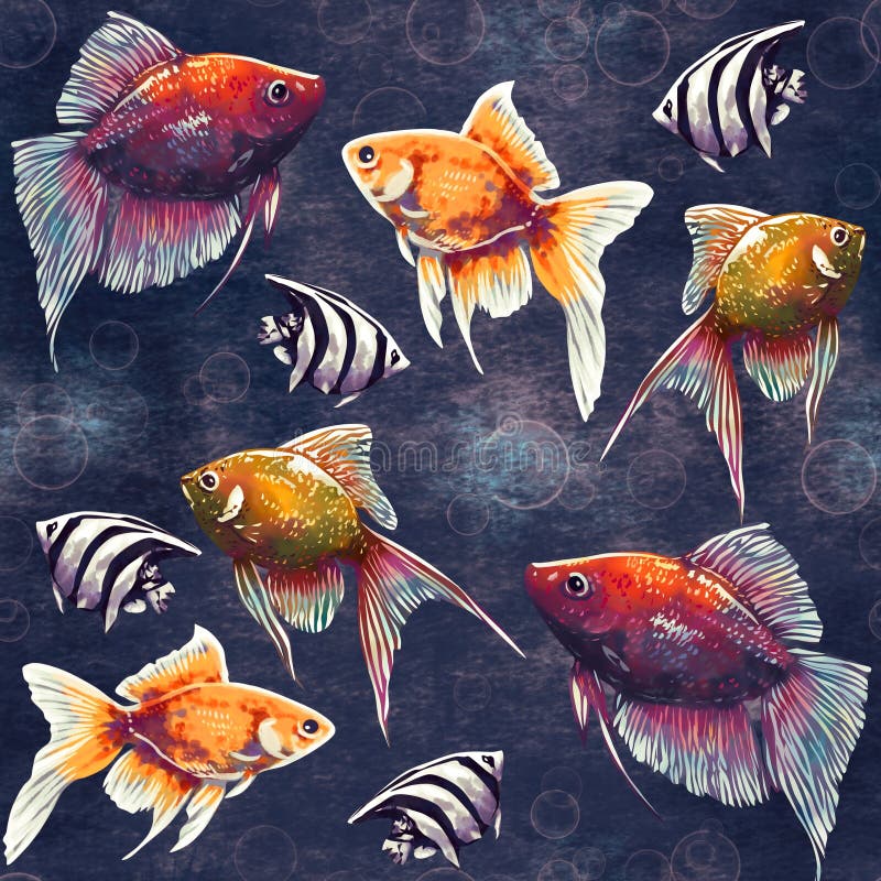Sea Fish Patterned Seamless Fabric Pattern, Summer Fabric Pattern ...