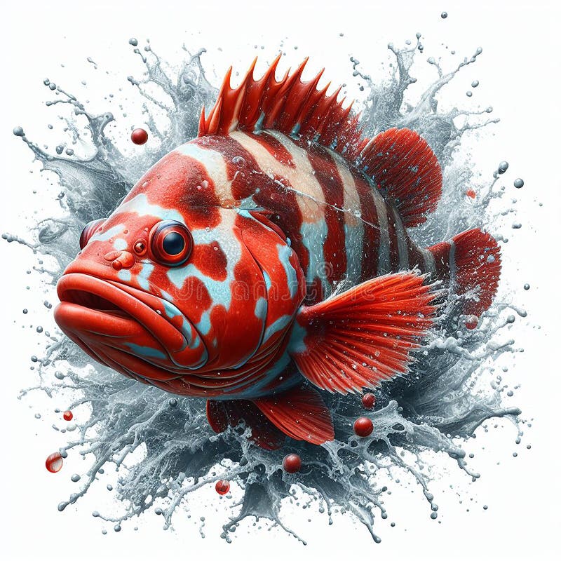 Sea Fish with Sharp Teeth is Jumping Out of the Water. the Background ...