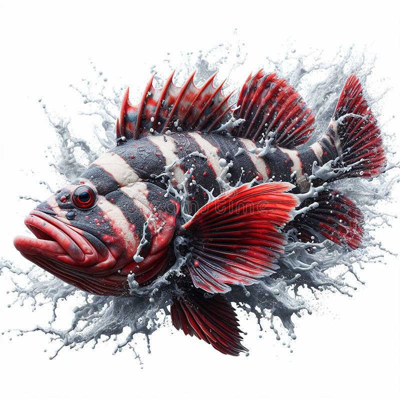 Sea Fish with Sharp Teeth is Jumping Out of the Water. the Background ...