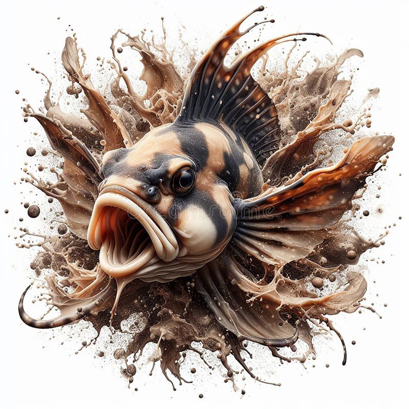 Sea Fish with Sharp Teeth is Jumping Out of the Water. the Background ...