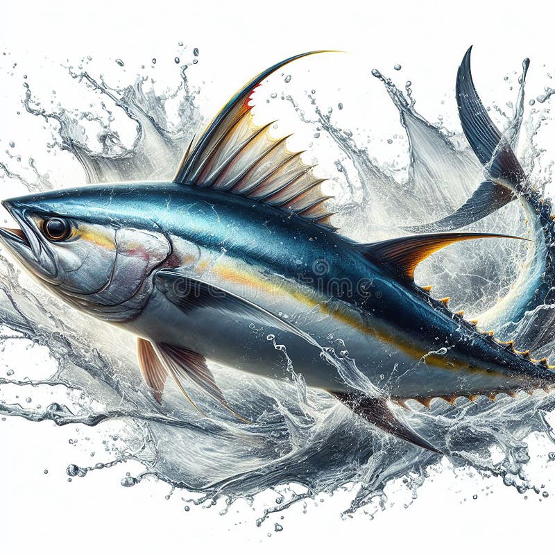 Sea Fish with Sharp Teeth is Jumping Out of the Water. the Background ...