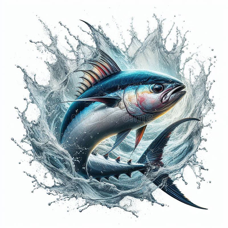 Sea Fish with Sharp Teeth is Jumping Out of the Water. the Background ...