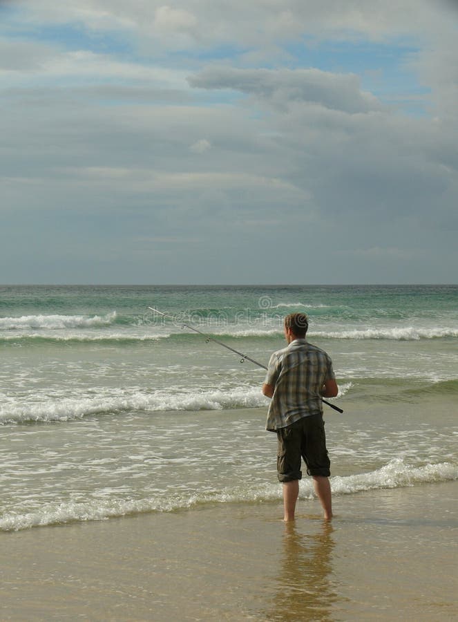 Sea Fishing on Beach stock image. Image of steps, fisherman - 1163767