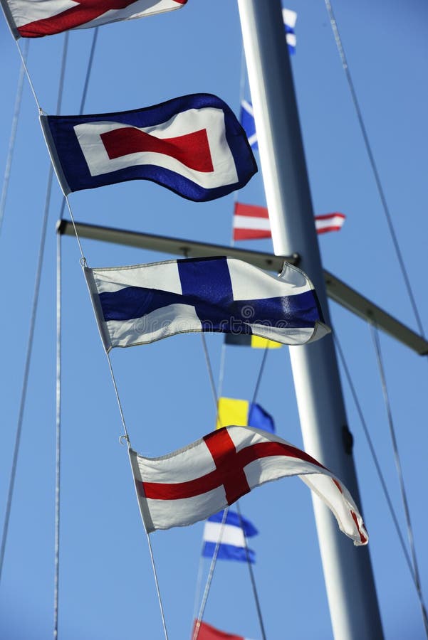Sea Flags Fluttering in the Wind Stock Photo - Image of shipboard ...