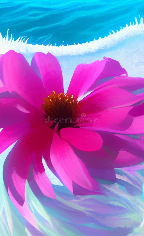 Sea and Flowers - Abstract Digital Art Stock Illustration ...
