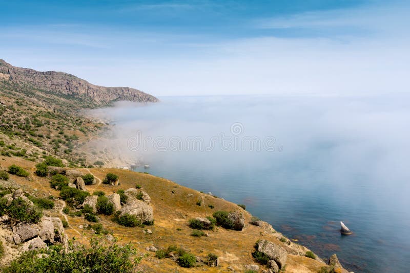 Sea and fog over water stock image. Image of rocky, natural - 73859691