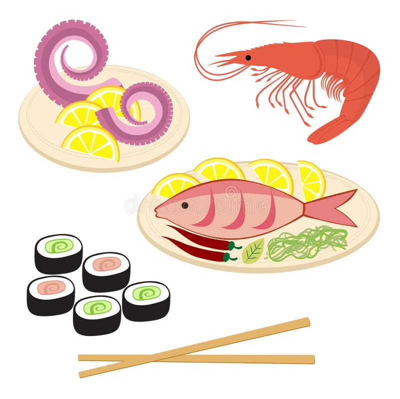 Sea food set stock vector. Illustration of shrimp, cuisine - 18511551