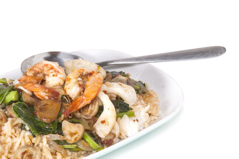 Sea food Thai s fire rice stock image. Image of culture - 50771583