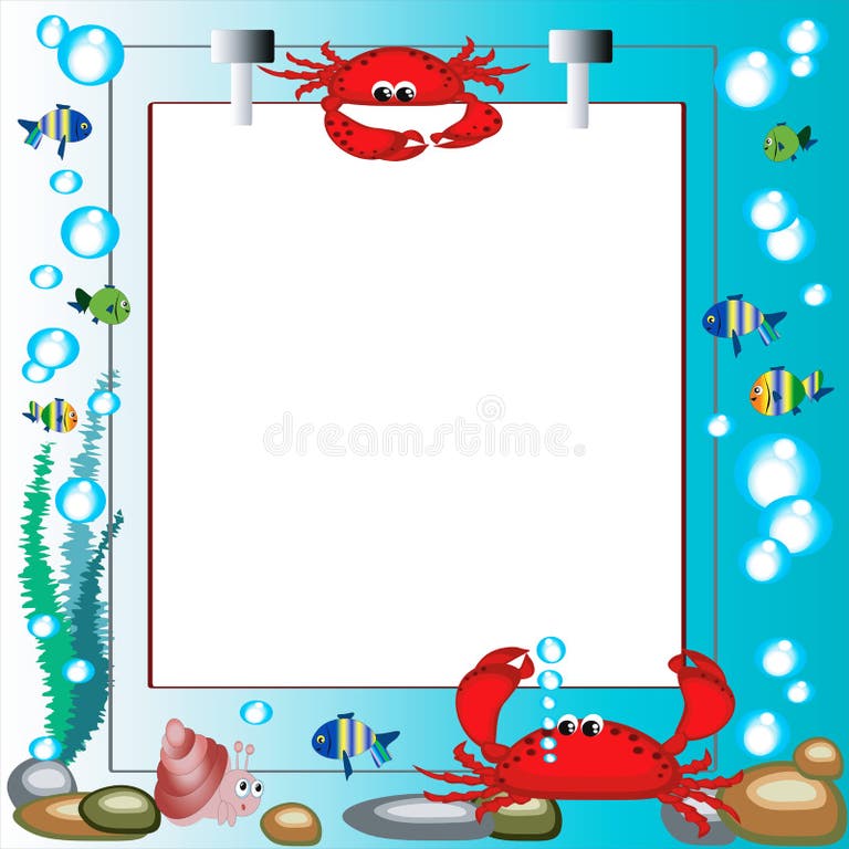Sea frame stock vector. Illustration of fish, eyes, coral - 14731599