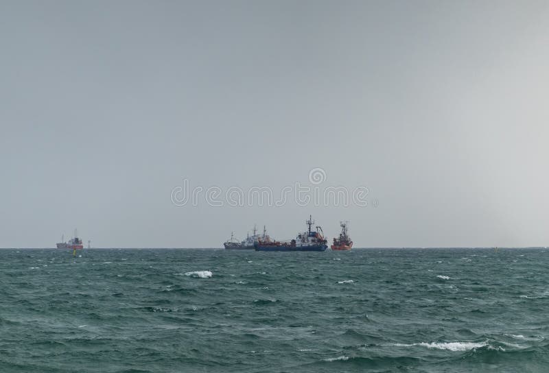 Sea Freighter Sailing in the Middle of the Ocean with Big Waves Stock ...