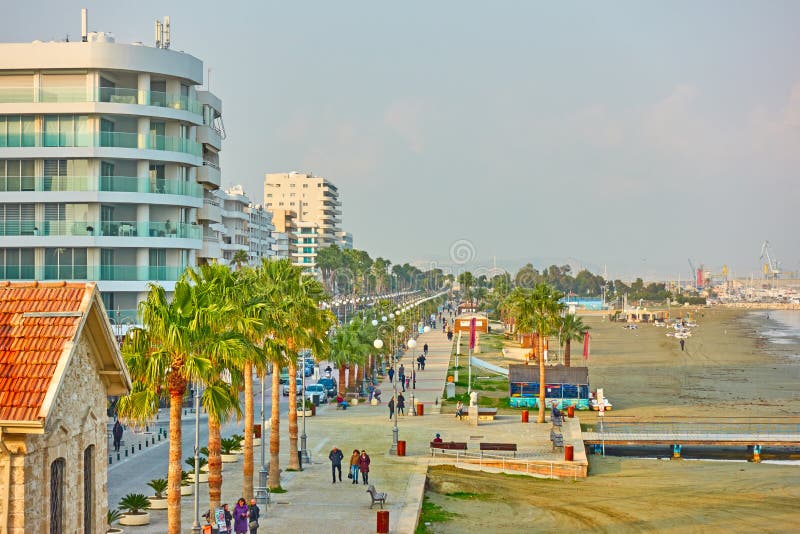 Sea-front in Larnaca editorial stock photo. Image of seafront - 147212263