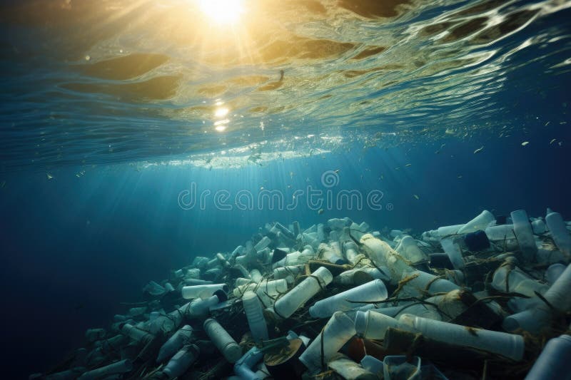 Sea full of plastic waste stock image. Image of nature - 291040925