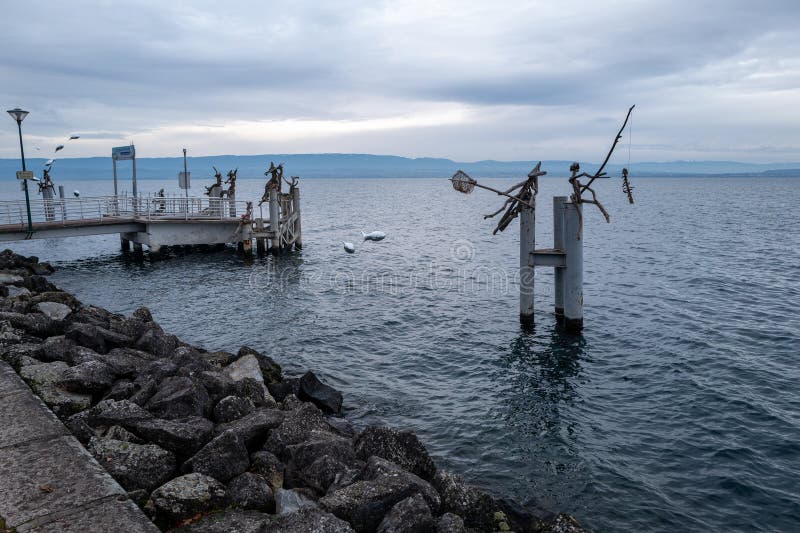 The Sea is Full of Rocks and Sculptures on the Dock Stock Image - Image of view, dockside: 304278217