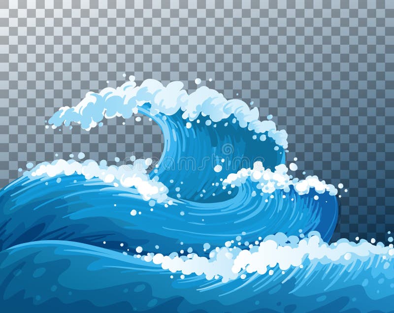 Sea Giant Waves Transparent Background Stock Vector - Illustration of ...