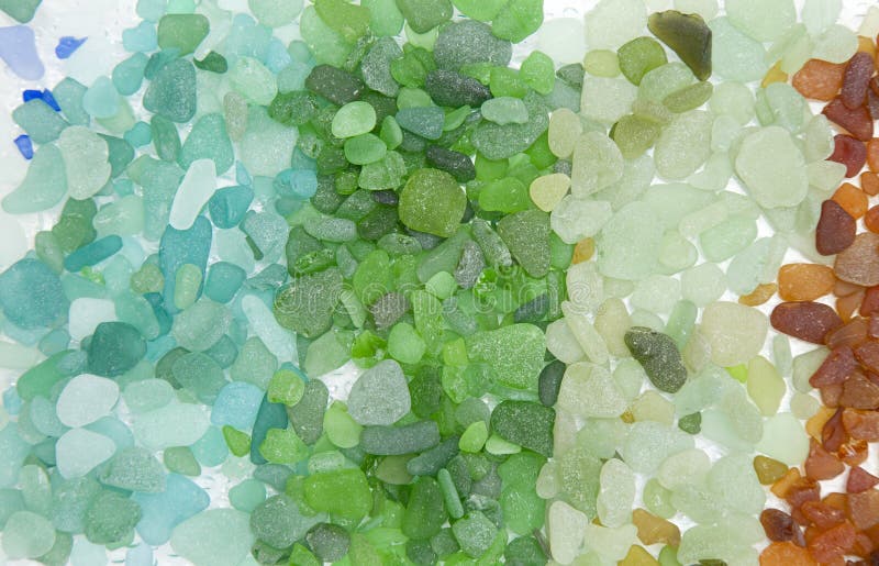 Sea Glass Pieces On White Background Stock Photo - Image of beaches ...