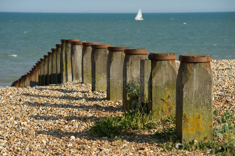 The sea Groynes stock image. Image of splashing, english - 132339603