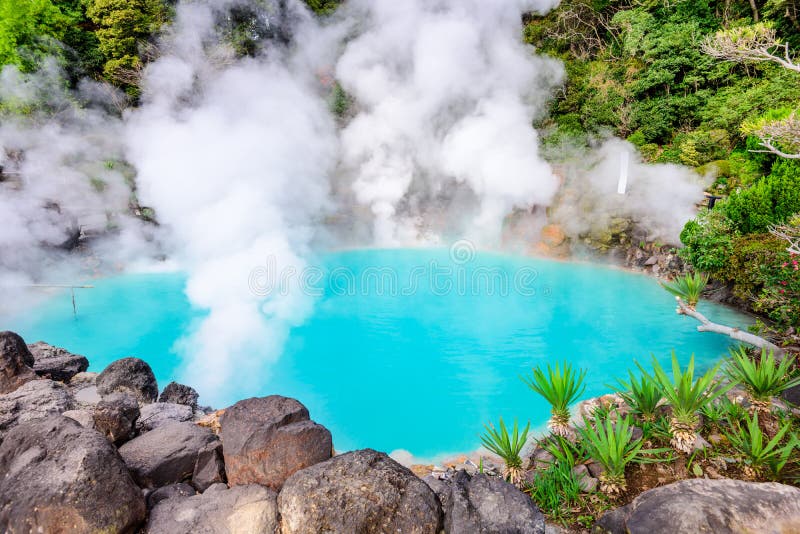 Sea Hell Hot Spring of Japan Stock Image - Image of aqua, landscape ...