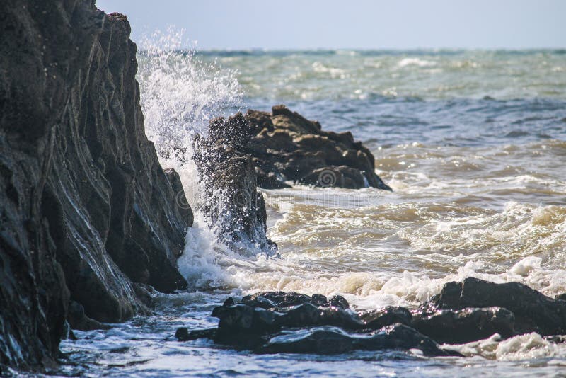Sea Hitting Rocks stock photo. Image of waves, ocean - 85304786