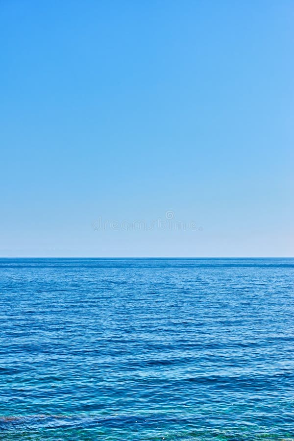 Sea Horizon and Clear Blue Sky Stock Photo - Image of scenery, scape ...