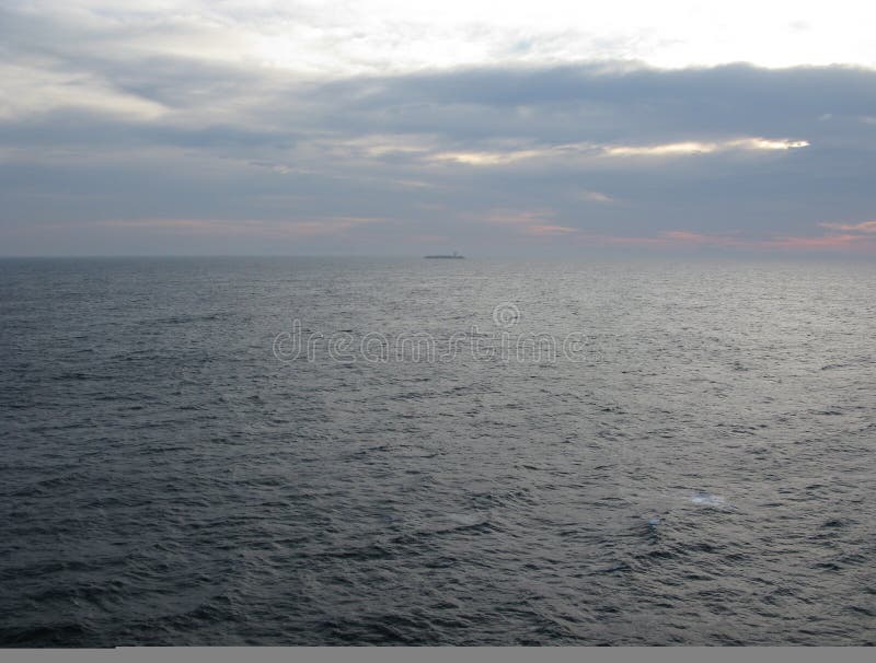 Sea and Horizon with Container Ship in Distance 2 Stock Photo - Image ...