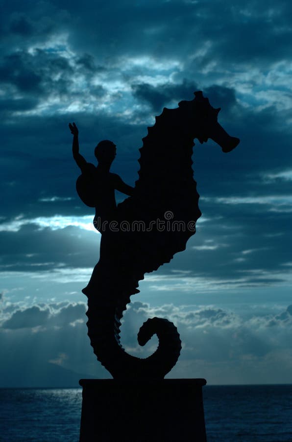 Sea Horse and Rider in the Clouds Stock Image - Image of mexico ...