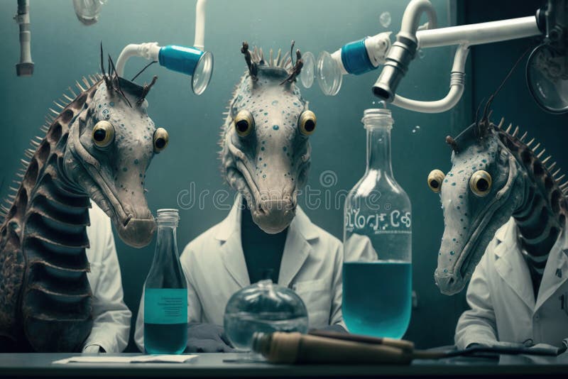Sea Horses Dressed As Scientists Experiment on Humans Created with ...