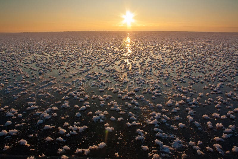 Sea in Ice and Snow in Winter Stock Photo - Image of winter, sunny ...