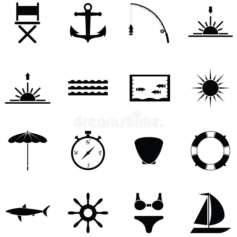 Sea icon set stock vector. Illustration of ocean, water - 107352187