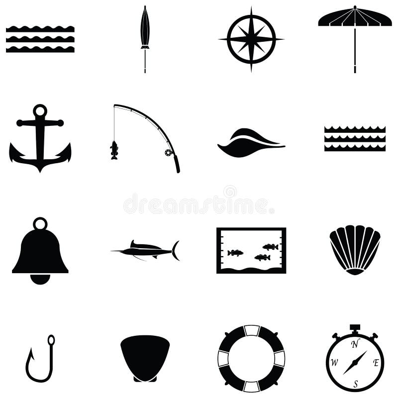Sea icon set stock vector. Illustration of ship, icon - 107352194