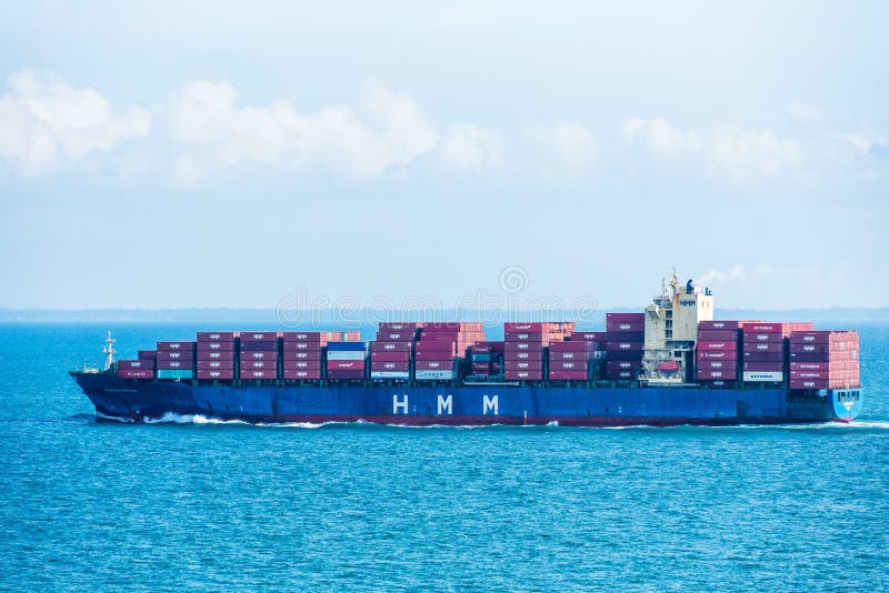 Large Cargo Container Ship Sailing through Blue, Calm Ocean. Editorial ...