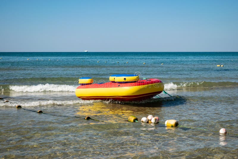 Sea Inflatable Attractions. Vacation and Active Rest Stock Photo ...