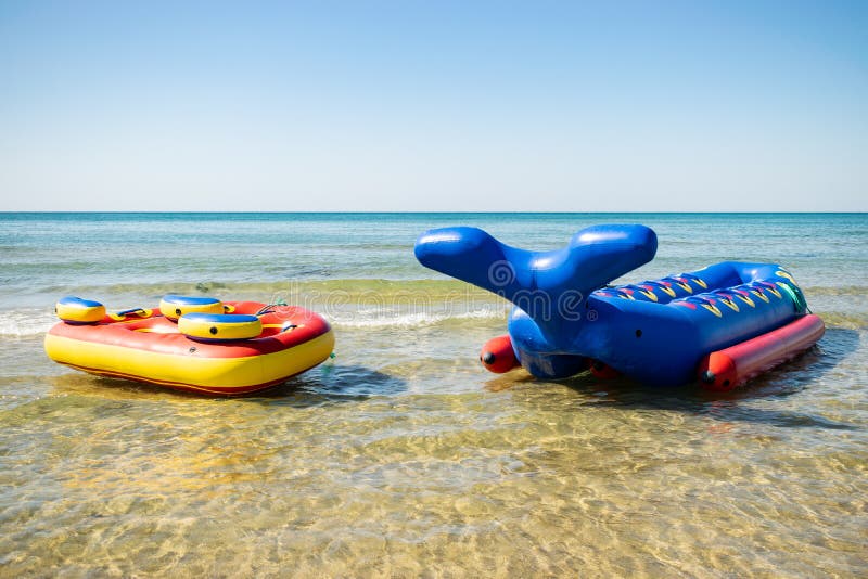 Sea Inflatable Attractions. Vacation and Active Rest Stock Image ...