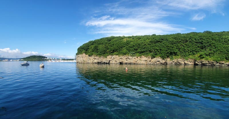 Sea of Japan stock image. Image of islet, vehicle, horizon - 200580181
