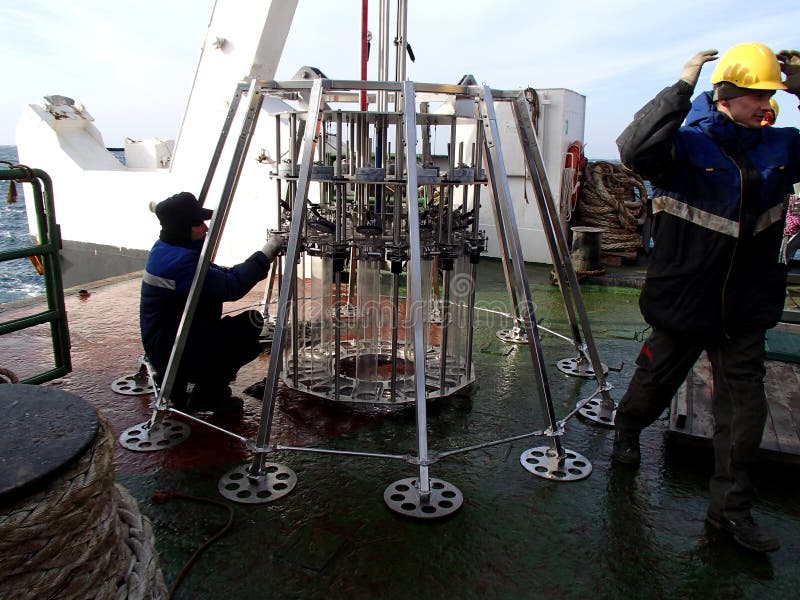 The Sea of Japan / Russia - November 30 2013: Science Expedition Team ...