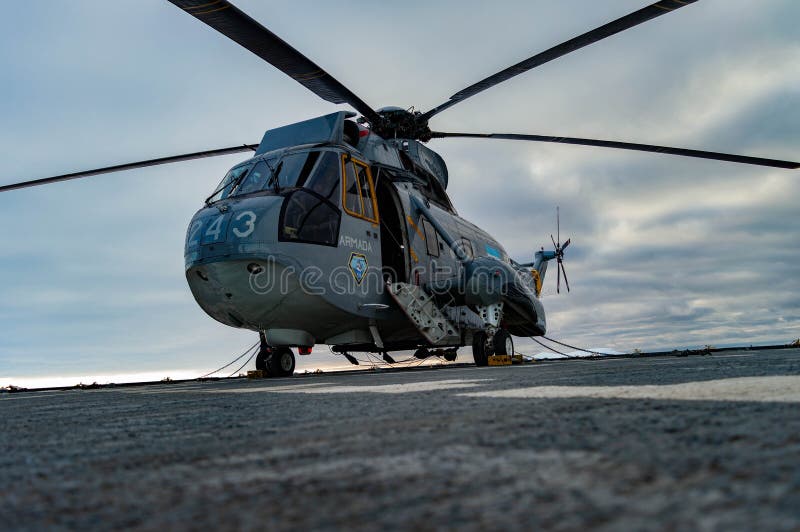 Sea King Helicopter on Ship Editorial Photo - Image of aerial, military ...