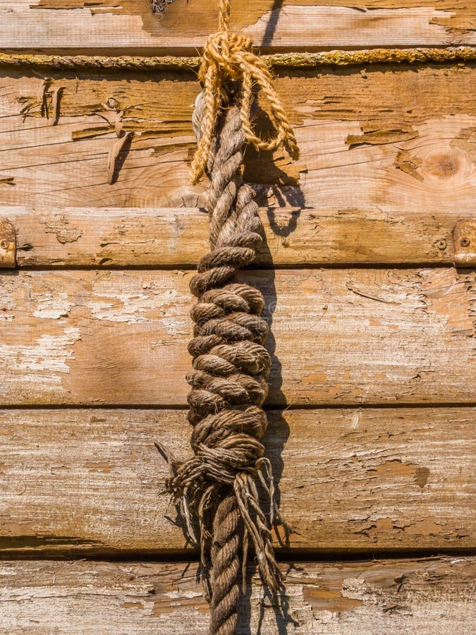 Sea Knot on an Old Ship Rope Stock Image - Image of infinity, deck ...