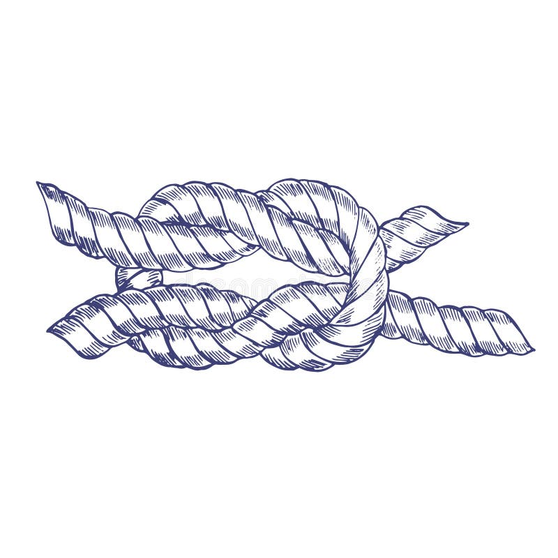 Sea Knot Rope Set Hand Draw Sketch. Vector Stock Vector - Illustration ...