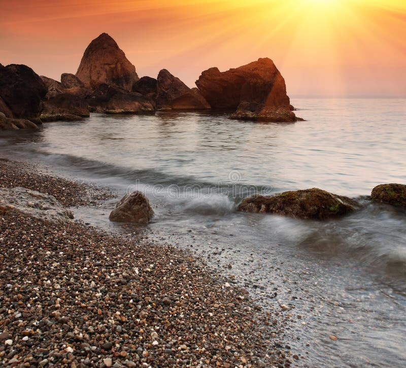 Seascape with fishing boat stock photo. Image of minimal - 56901010
