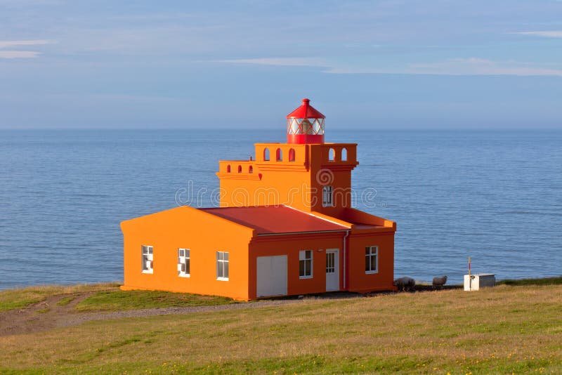Sea Landscape with Orange Lighthouse Stock Image - Image of landscape ...