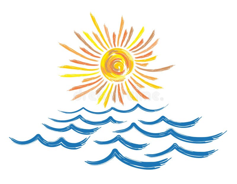 Sea Landscape from the Sun Dawn. Stock Vector - Illustration of wave ...